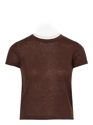 ME+EM Contrast-trim Merino Wool-blend Top - Warm Chocolate/soft