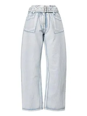 Acne Studios Page Belted Denim Jeans - Blue White
