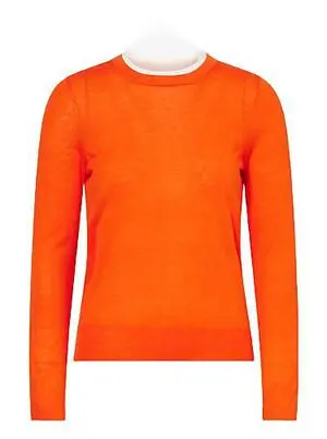 ME+EM Contrast-trim Merino Wool-blend Jumper - Vivid Orange/soft Wh