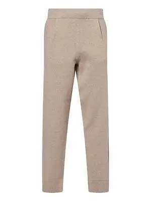 Dunhill Pleated Tapered-leg Cotton And Cashmere Jogging Bottoms - Mid Natural