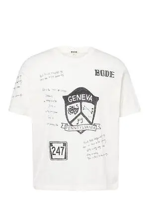 BODE Camp Crest Graphic-print Cotton T-shirt - Cream