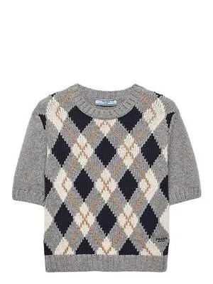 Prada Argyle Knit Cashmere Jumper - Grey