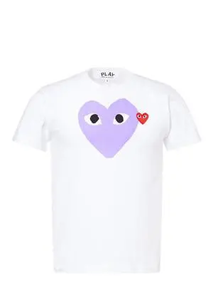 Play Comme Des Garcon Heart-print Cotton-jersey T-shirt - Purple