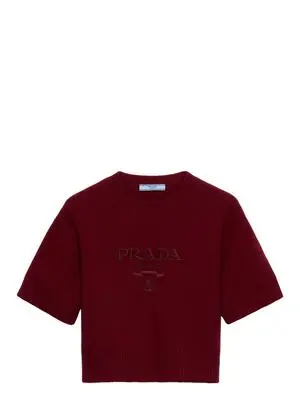 Prada Wool And Cashmere Crew-neck Sweater - Amaranth Red/maize Yellow