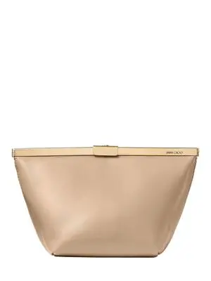 JIMMY CHOO Nappa Leather Clutch Bag - Chai/gold
