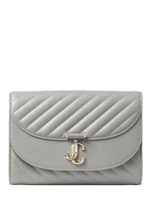JIMMY CHOO Curve Quilted Leather Clutch - Dove/shiny Gold
