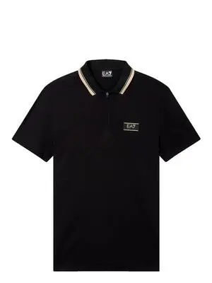 Emporio Armani Premium Label Jersey Polo Shirt - Black
