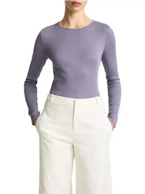 Vince Ribbed Pima Cotton Long-sleeve T-shirt - Natural