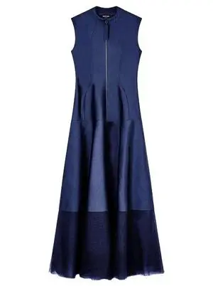 Giorgio Armani Long Dress In Scuba And Jersey - Blue