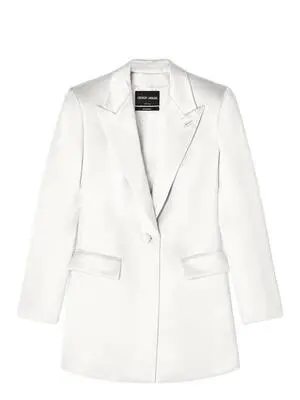 Giorgio Armani Silk Satin Single-Breasted Jacket White