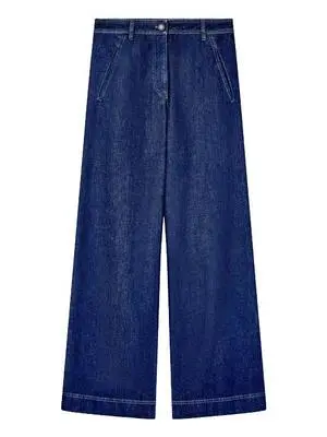 Giorgio Armani Stretch-cotton Denim Wide-leg Trousers - Blue