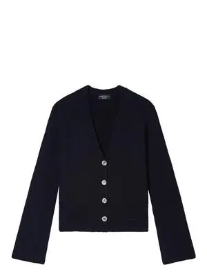 Emporio Armani Icon V-neck Wool Cardigan - Blue / Navy