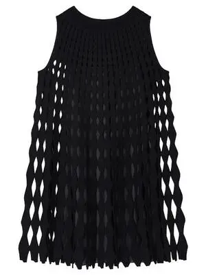 Emporio Armani Openwork-knit Dress With Diamond Pattern - Black