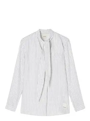 Emporio Armani Eagle Club Striped Cupro Blend Shirt - White
