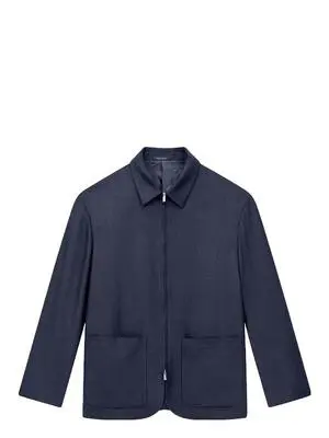 GIORGIO ARMANI Chevron Wool And Cashmere Zip-Up Jacket