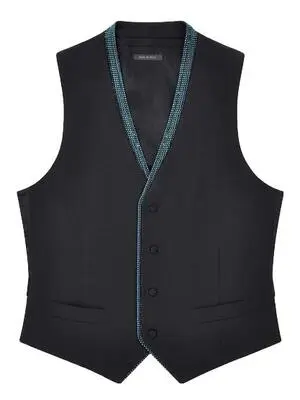 Giorgio Armani Wool Crepe Vest With Rhinestone Detail Black
