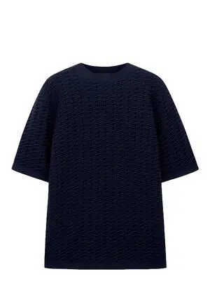 Giorgio Armani Knitted T-shirt With Holding Stitch - Navy