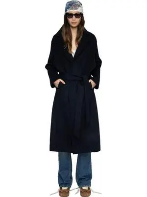 Zadig&Voltaire Meli Long Belted Coat - Natural