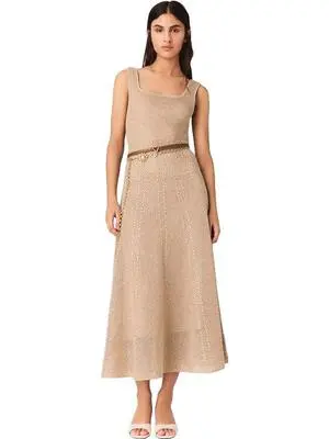 Maje Rhinestone Knit Maxi Dress - Neutral
