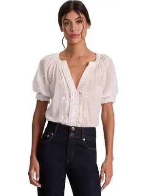 Alice + Olivia Thalia Embroidered Blouse - White