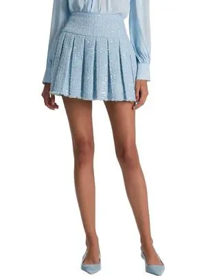 Alice + Olivia Emilie Tweed Mini Skirt - Blue