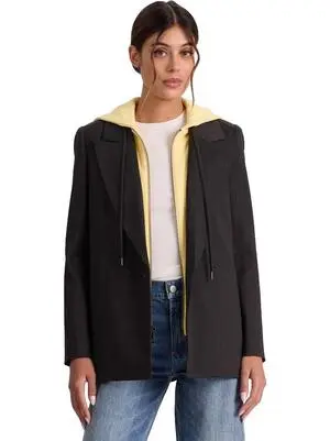 Alice + Olivia Jordan Double-breasted Blazer With Removable Hoodie - Charcoal