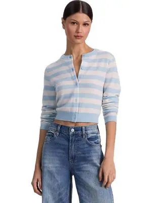 Alice + Olivia Dollie Striped Cashmere Cardigan - Blue