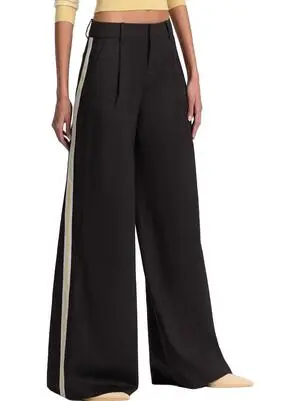 Alice + Olivia Side Stripe Wide Leg Trouser - Charcoal