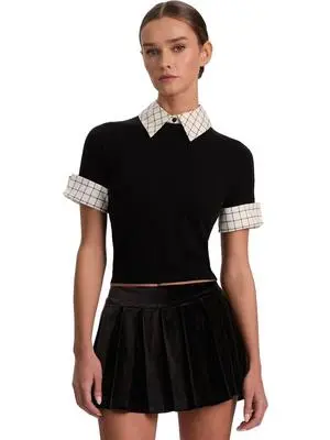 Alice + Olivia Aster Collared Pullover - Black
