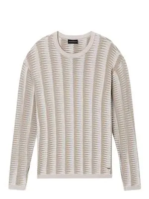 Emporio Armani Two-tone Jacquard Jumper - Natural