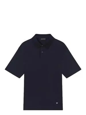 Emporio Armani Loose-fit Polo Shirt In Light Jersey - Navy