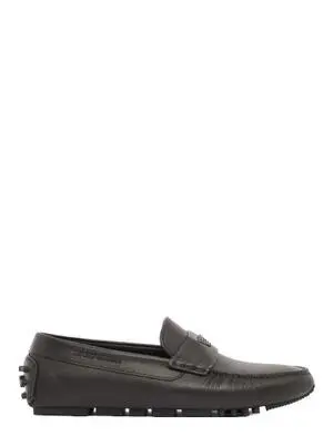 Emporio Armani Saffiano Leather Driving Loafers - Natural
