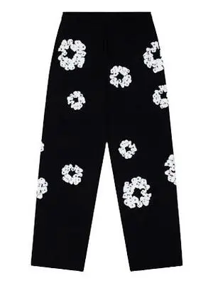 DENIM TEARS Rhinestone Cotton Wreath Sweatpants - Black