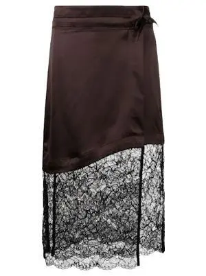 GANNI Lace Midi Dress - Brown
