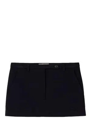 Miu Miu Logo Ribbed Mini Skirt - Blue