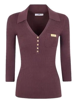 Elisabetta Franchi V-necked Sweater - Brown