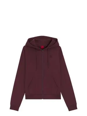 Hugo Cotton-terry Zip-up Hoodie With Logo - Dark Purple