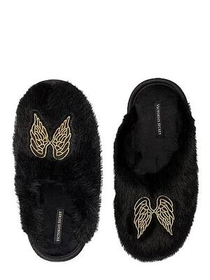 Victoria's Secret Luxe Plush Closed-toe Slippers - Black