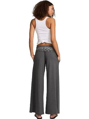 Pink All-day Cotton™ Foldover Wide-leg Pants - Grey