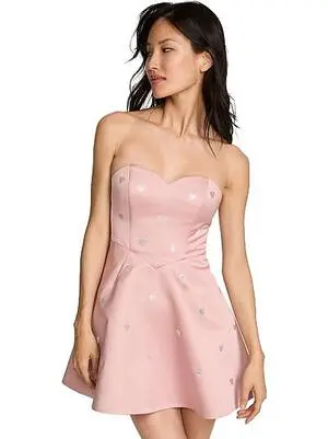 Victoria's Secret Twinkle Satin Heart Corset Mini Dress - Pink