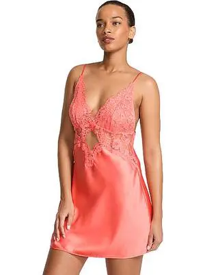 Victoria's Secret Dream Angels Satin & Lace Cutout Slip Dress - Orange