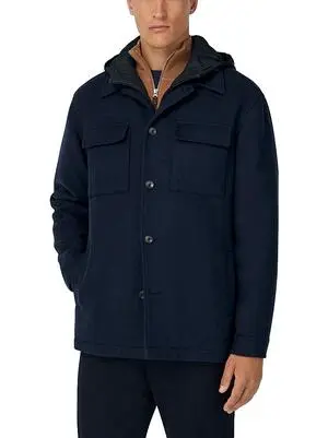 Boggi Milano Hooded Shirt Jacket - Navy Blue
