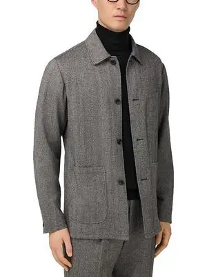 Boggi Milano Herringbone Shirt Jacket - Charcoal