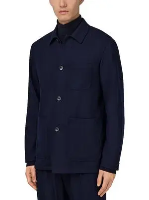 Boggi Milano Herringbone Shirt Jacket - Navy Blue