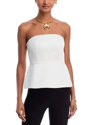 French Connection York Satin Strapless Peplum Top - Summer White