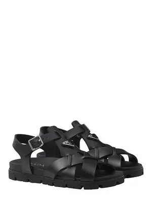 Prada Crisscross Rubber Sandals - Black