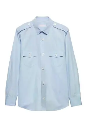 Prada Flap-pocket Cotton Shirt - Blue