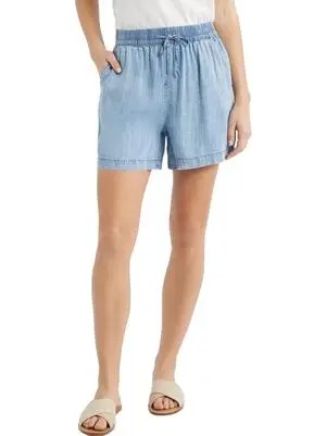 BEACHLUNCHLOUNGE Tie Waist Chambray Shorts - Medium Wash