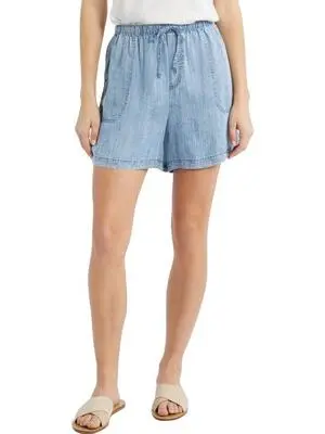 BEACHLUNCHLOUNGE Yoko Tie Waist Chambray Shorts - Medium Wash