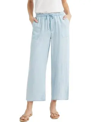 BEACHLUNCHLOUNGE Harmony Tie Waist Crop Pants - Bleach Wash